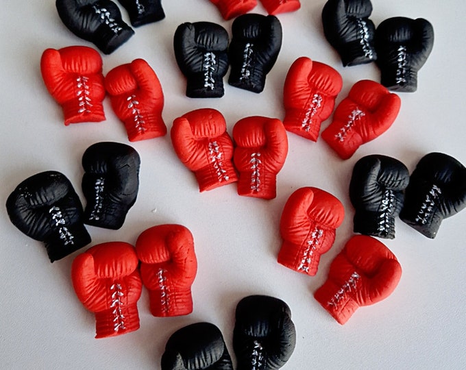 12 Edible Boxing Gloves Cake/cupcakes Toppers,fondant Icing Decorations ...