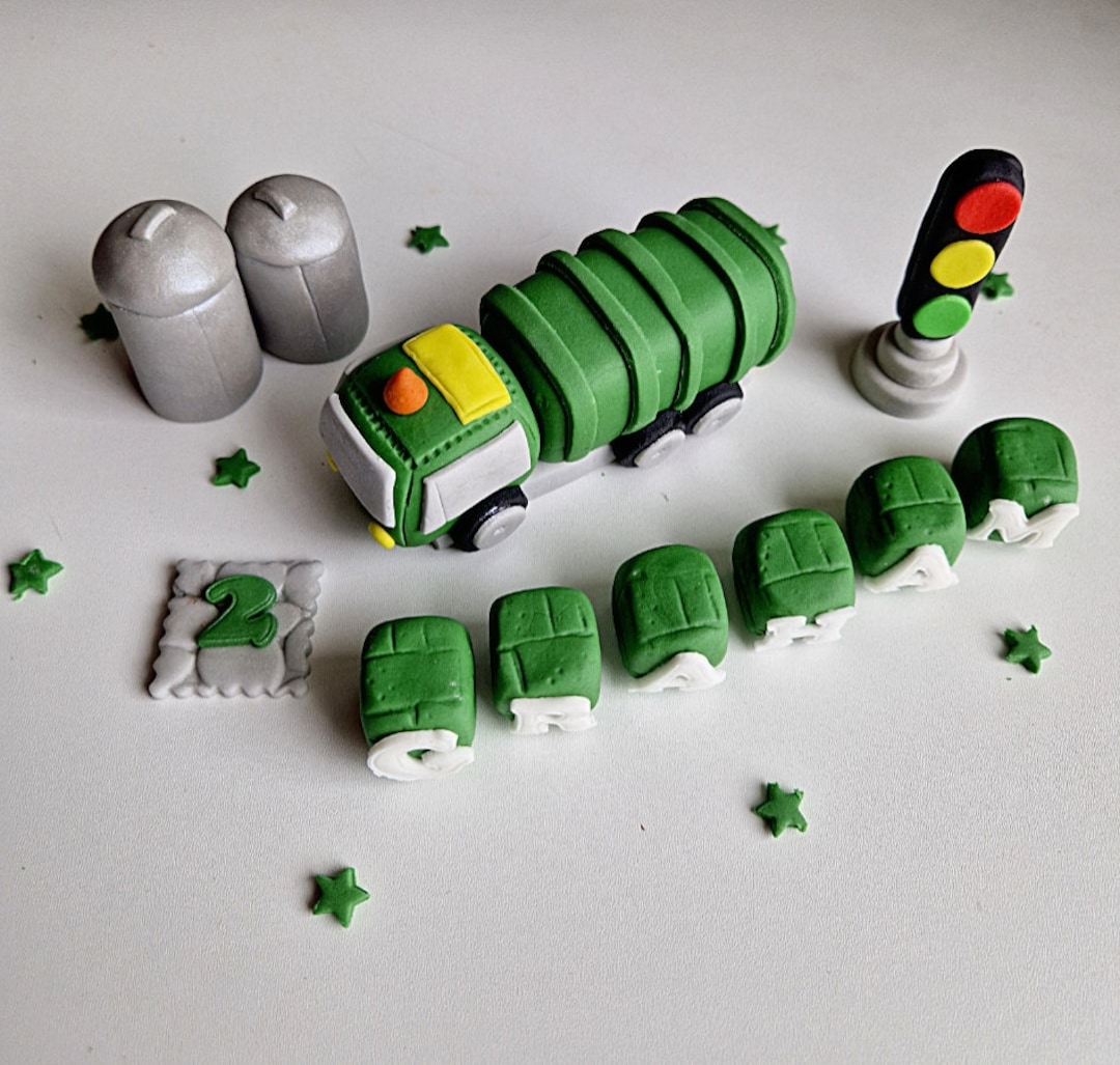 Edible Bin,garbage Truck Cake Topper,fondant Icing Decoration - Etsy