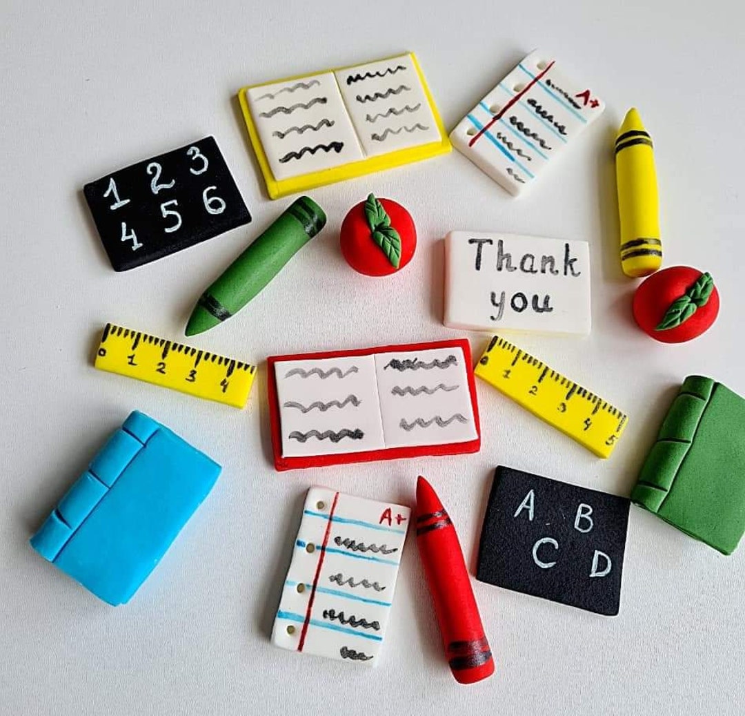 Edible Teacher Cake Topper,books Cake Topper,fondant Icing Decorations ...