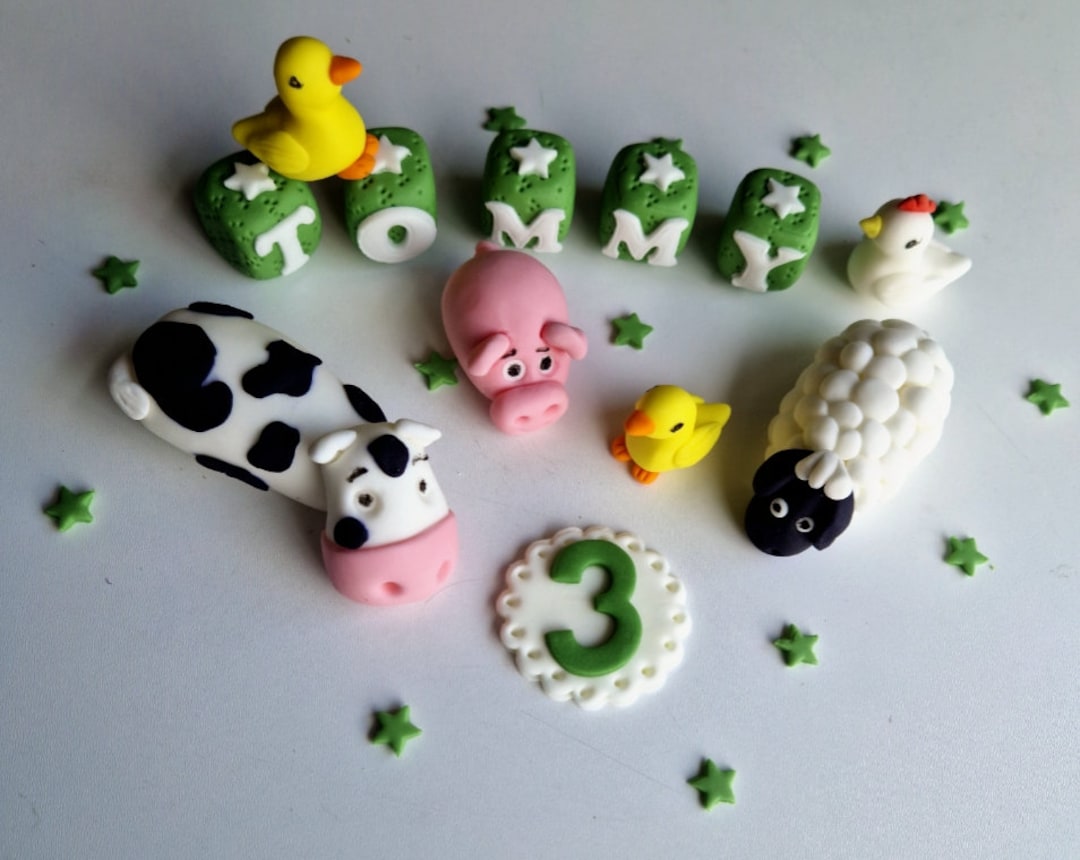 Edible Farm Animals Cake Topper, Fondant Icing Decorations - Etsy