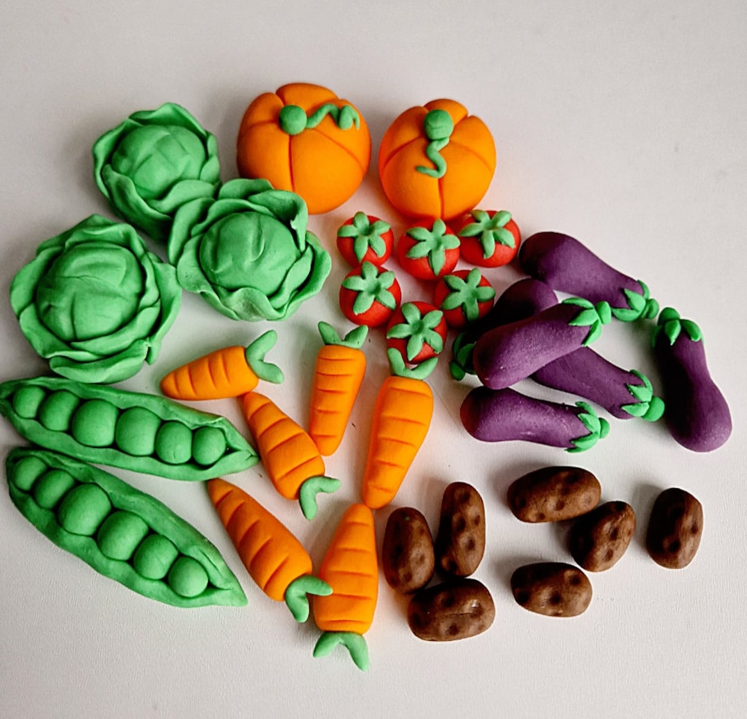 30 Edible Vegetables Cake/cupcakes Toppers,handmade Fondant Party ...