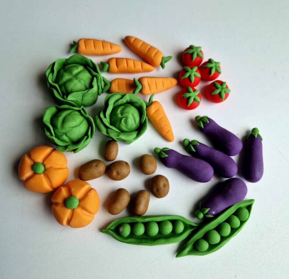 30 Edible Vegetables Cake/cupcakes Toppers,handmade Fondant Party ...