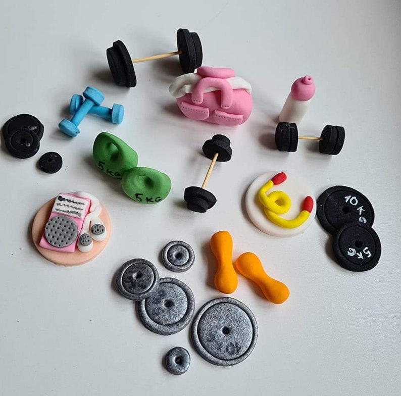 Edible Gym Equipment Cake Toppers,handmade Fondant Decorations - Etsy