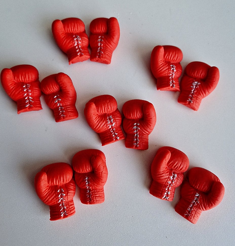 Edible Boxing Gloves Cupcake Toppers (12 Pcs) – Boxing Fondant Cake ...