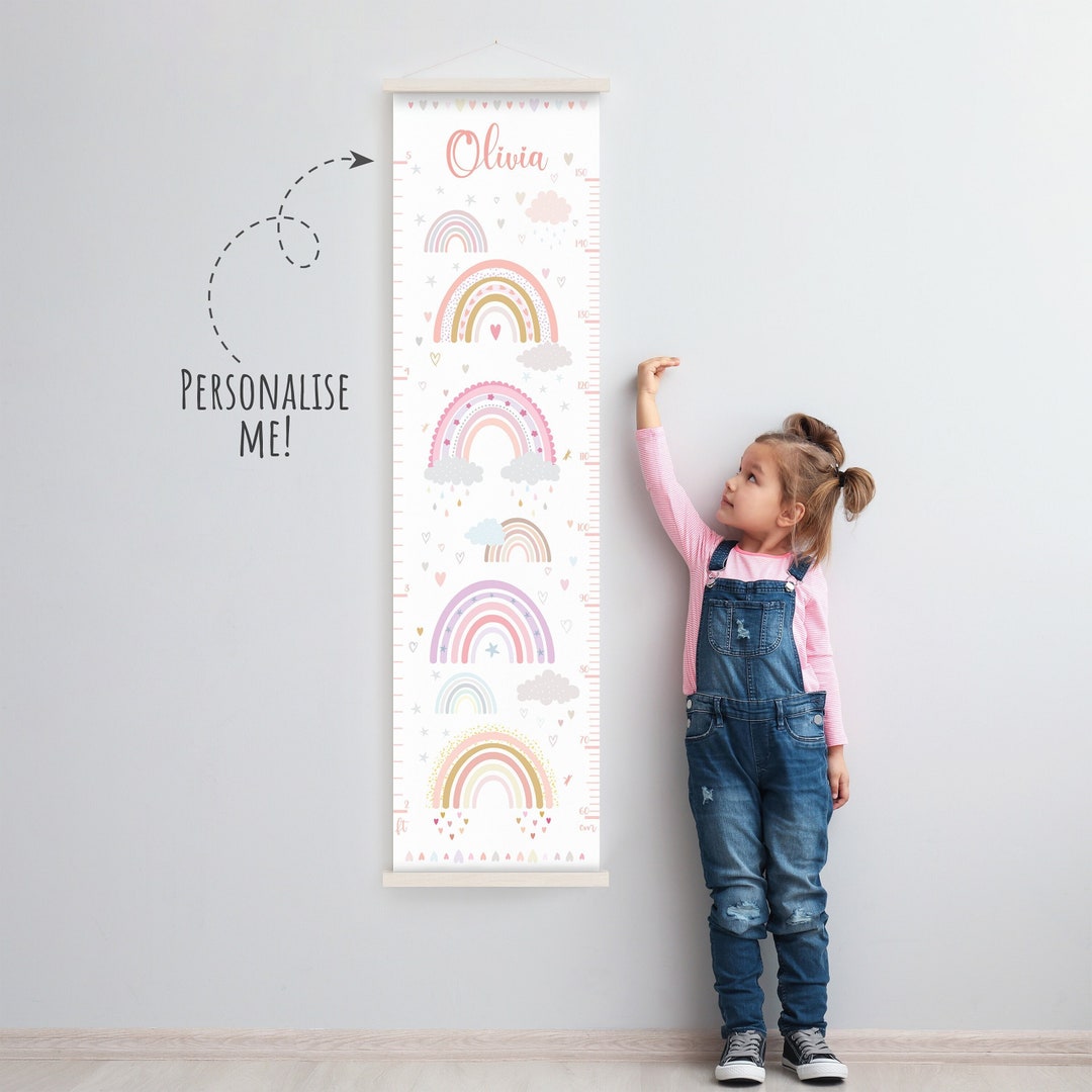 Personalised Height Chart Custom Name Growth Chart Rainbows Kids ...
