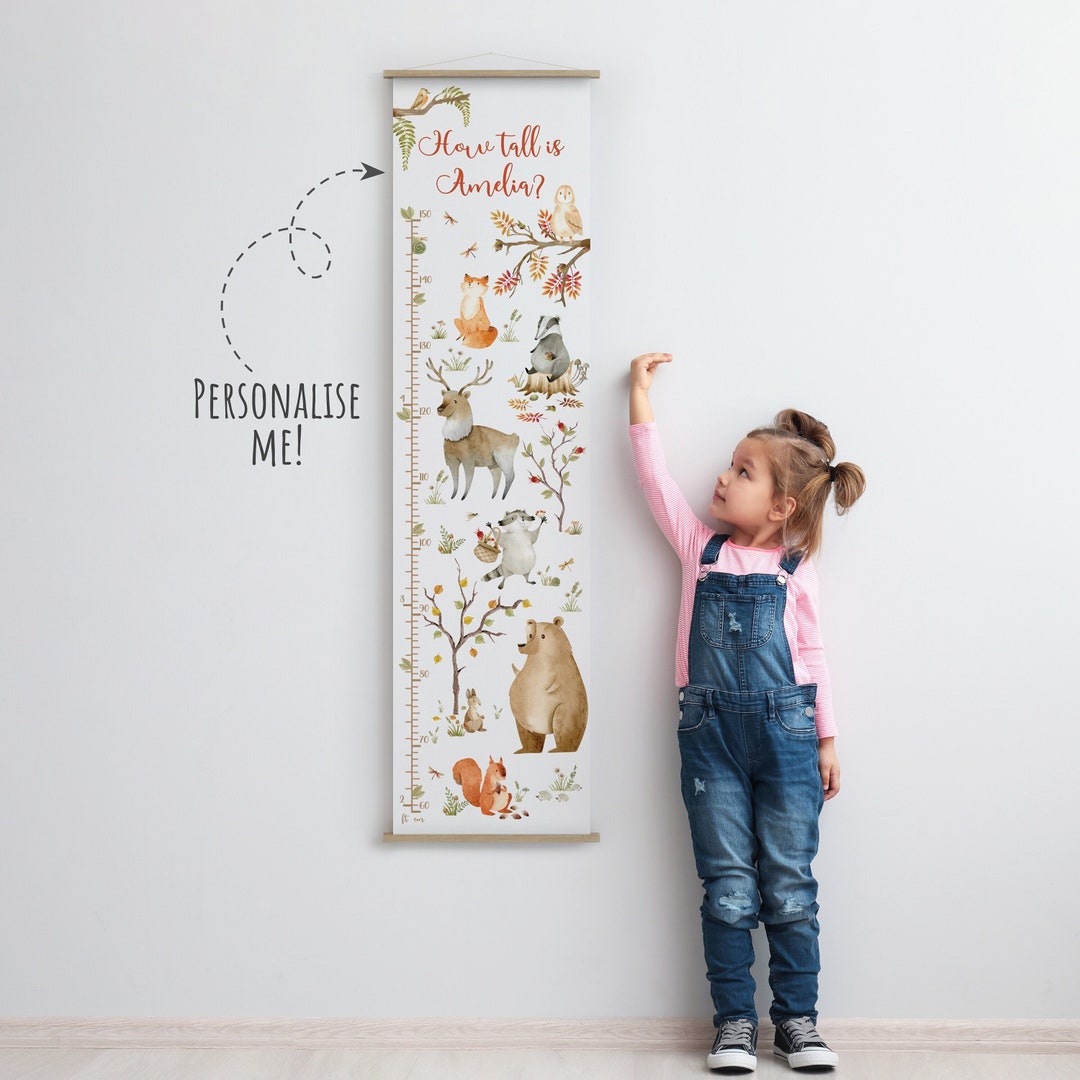 Personalised Height Chart Girls Boys Custom Name Woodland Friends ...
