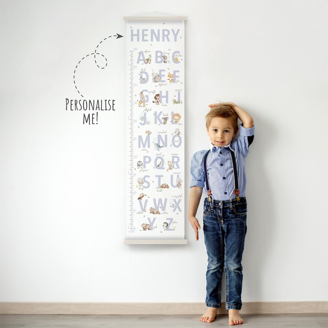Alphabet Personalised Height Chart Custom Name Growth - Etsy