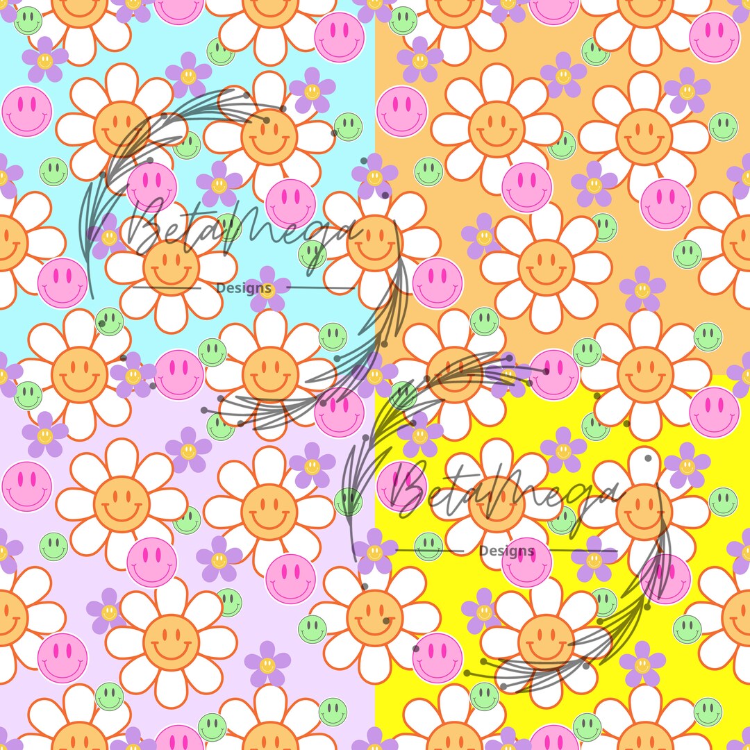 Groovy Smiles Digital Seamless Download - Etsy