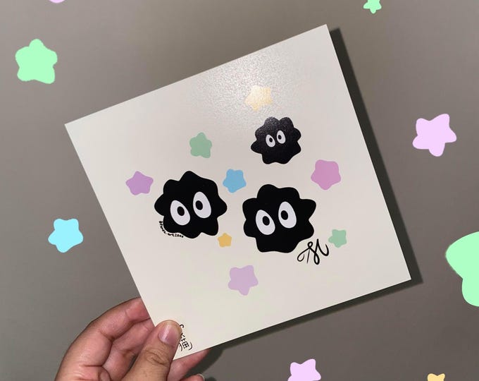 Sook Sprites / Cat Art Print / Soot Sprite Cat / Anime Art Print ...