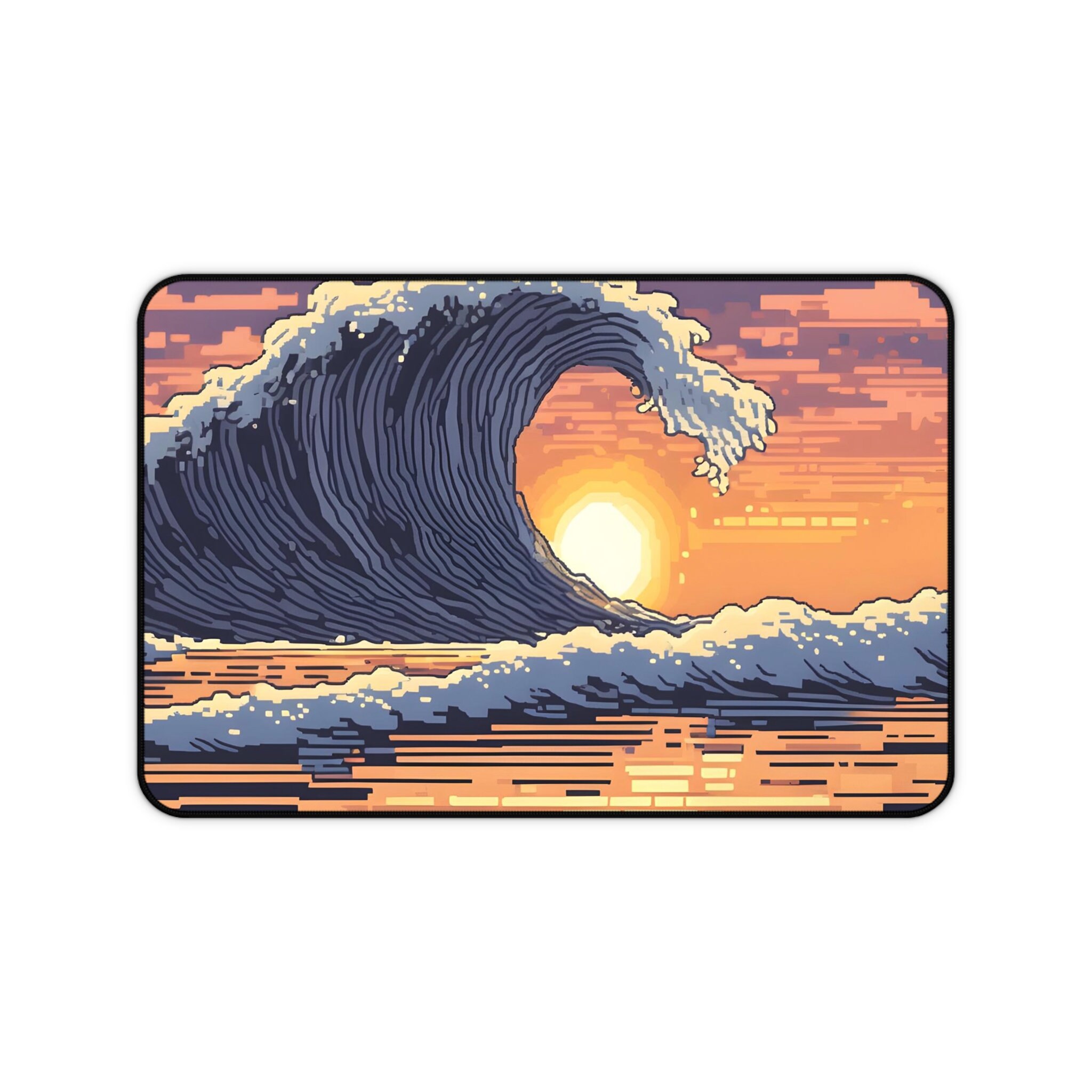 Pixel Art Great Wave Sunset Desk Mat Colorful Gaming Mouse Pad - Etsy