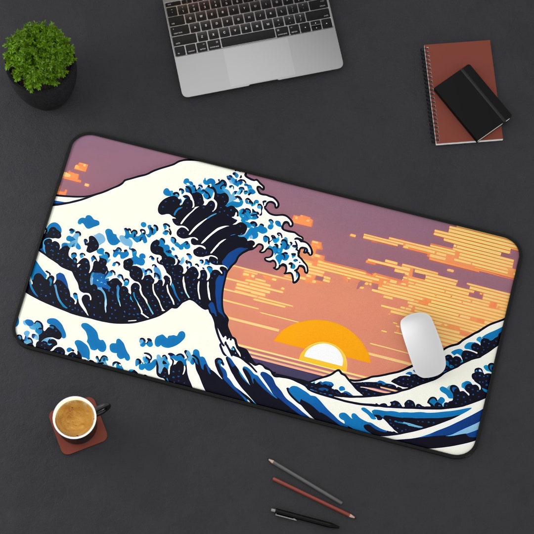 Pixel Art the Great Wave off Kanagawa Desk Mat Colorful Gaming - Etsy