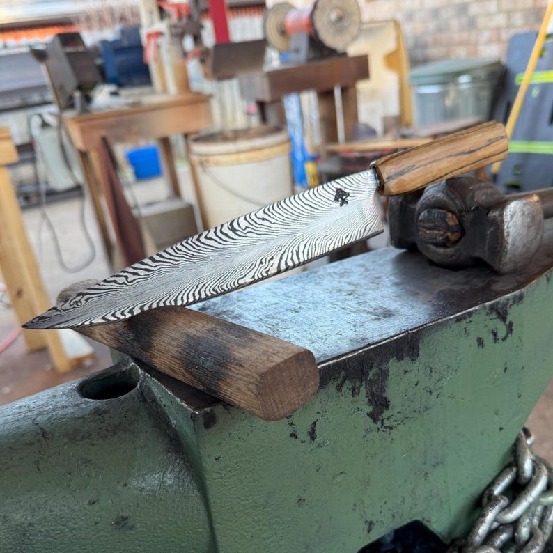 8.5" Feather Damascus Chef Knife - Etsy