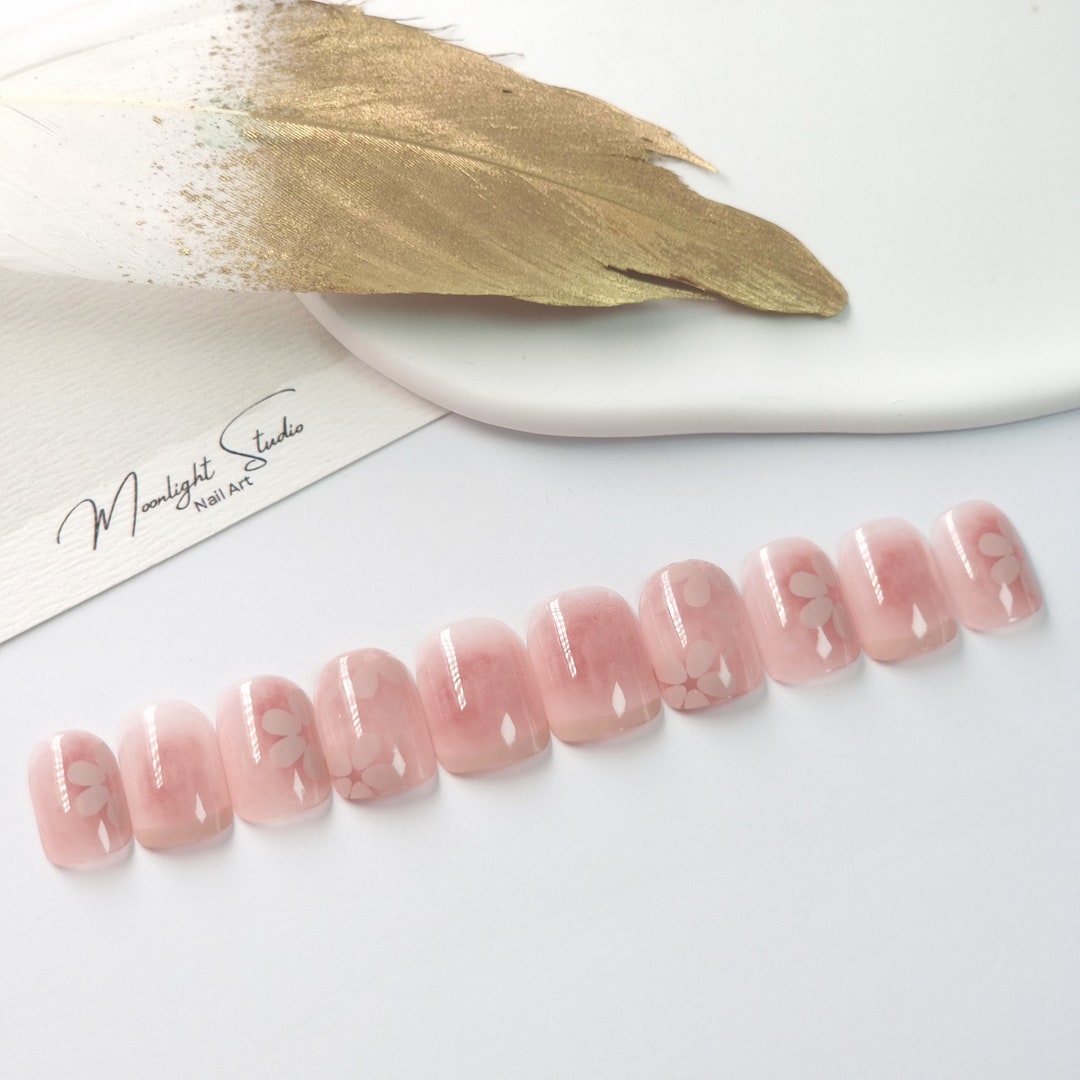 24pcs Eastern Floral Square/squoval Short Press on Nails/festive Nails ...