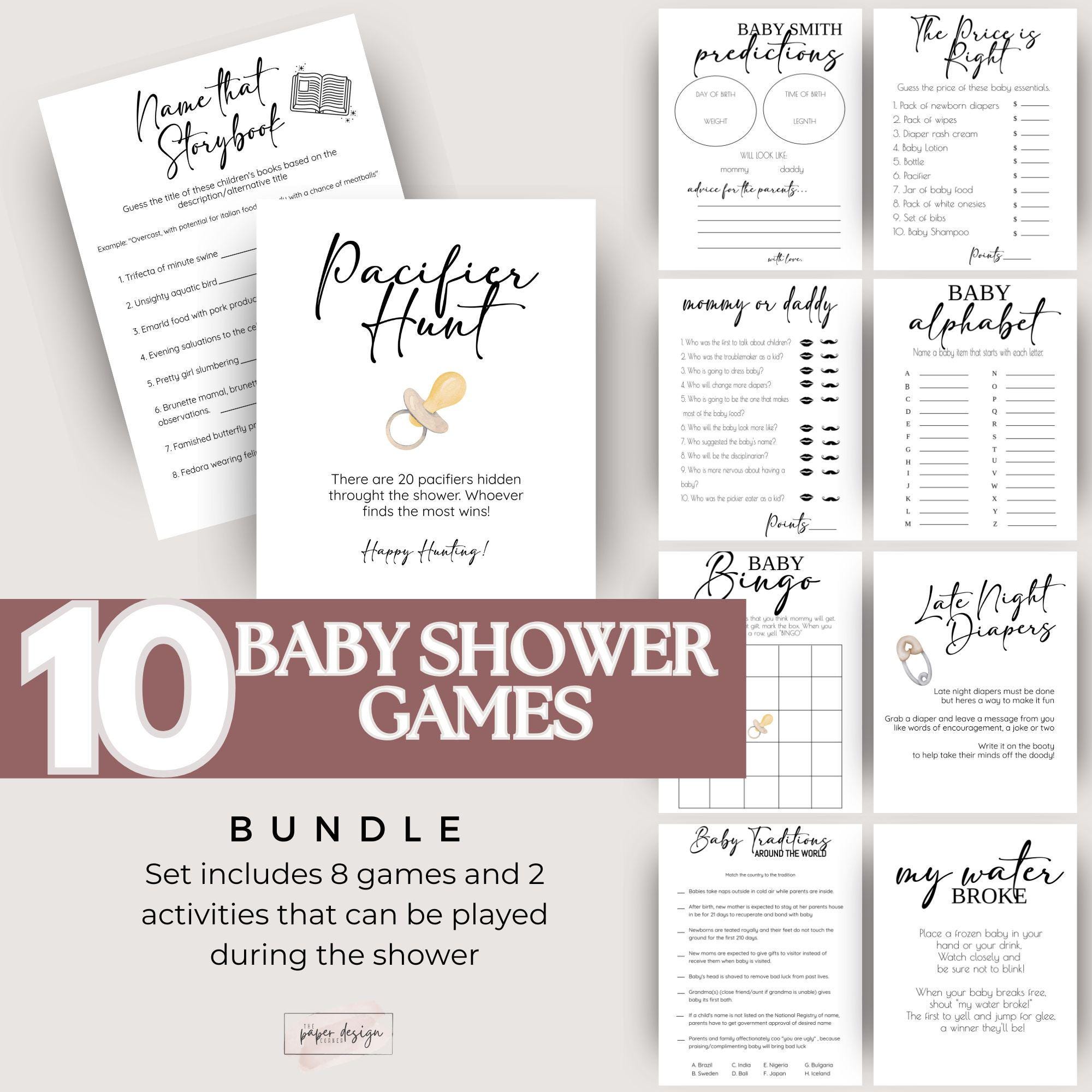 Pacifier Hunt Baby Shower Game | 8x11 Printable Sign | Minimalist ...