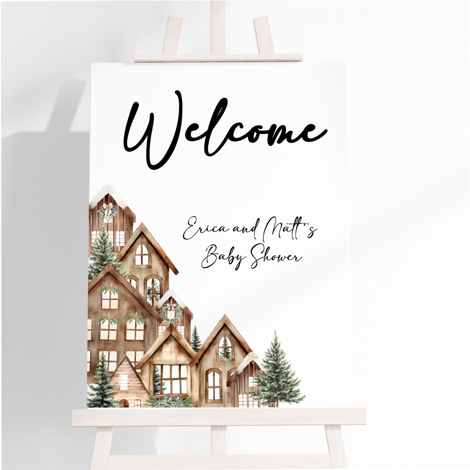 It Takes a Village Winter Baby Shower Welcome Sign Poster, Christmas ...