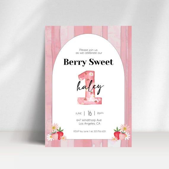 Berry First Birthday Strawberry Fruit Theme Milestone Board Poster ...