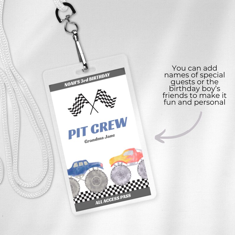 Monster Truck Birthday VIP Pit Crew Passes | Monster Jam Decor | Boy ...