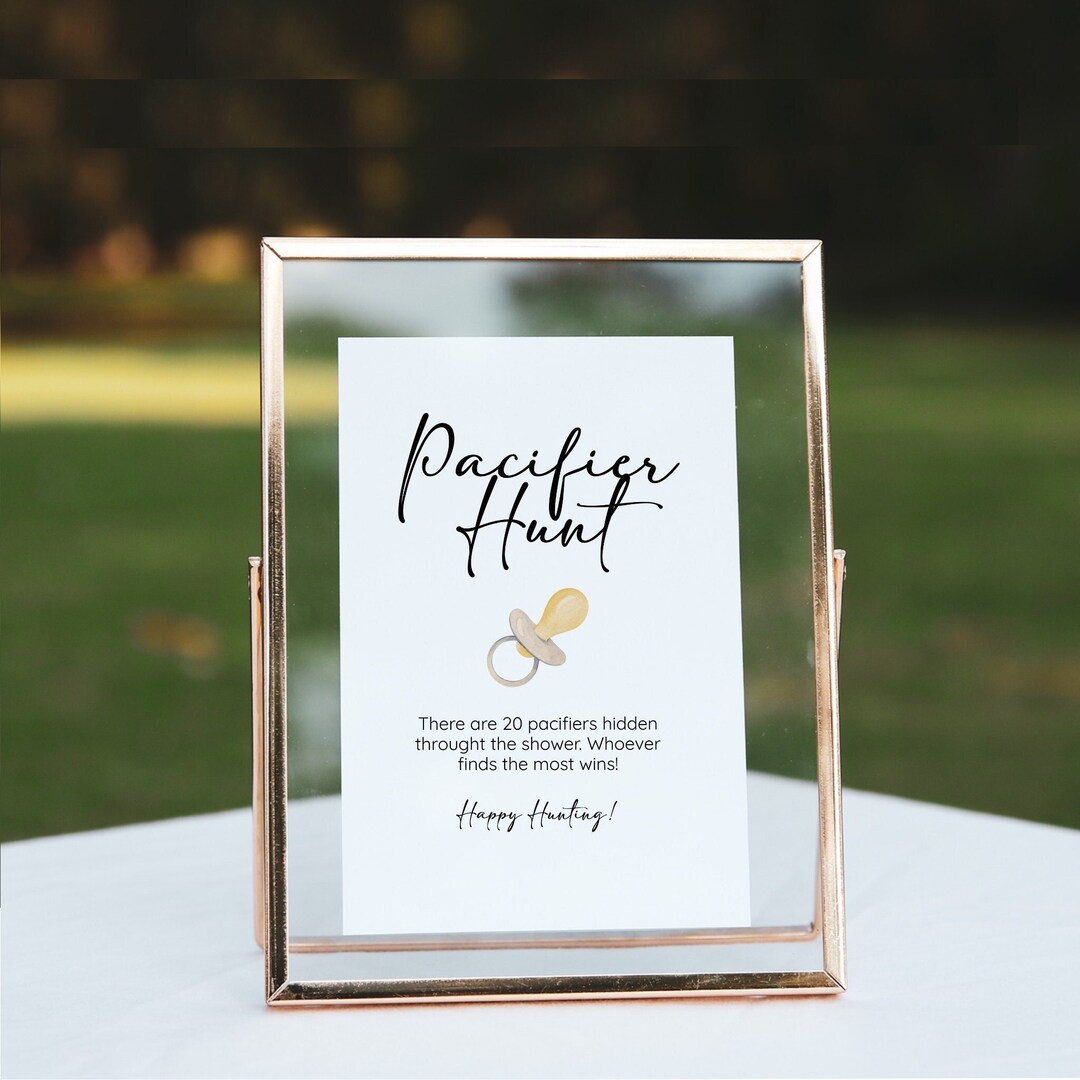 Pacifier Hunt Baby Shower Game | 8x11 Printable Sign | Minimalist ...