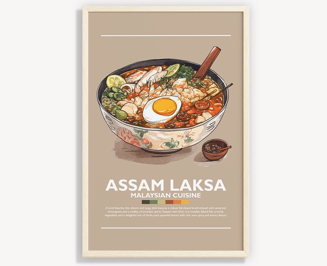 Minimalist Malaysian Assam Laksa Poster Wall Art Decor - Etsy