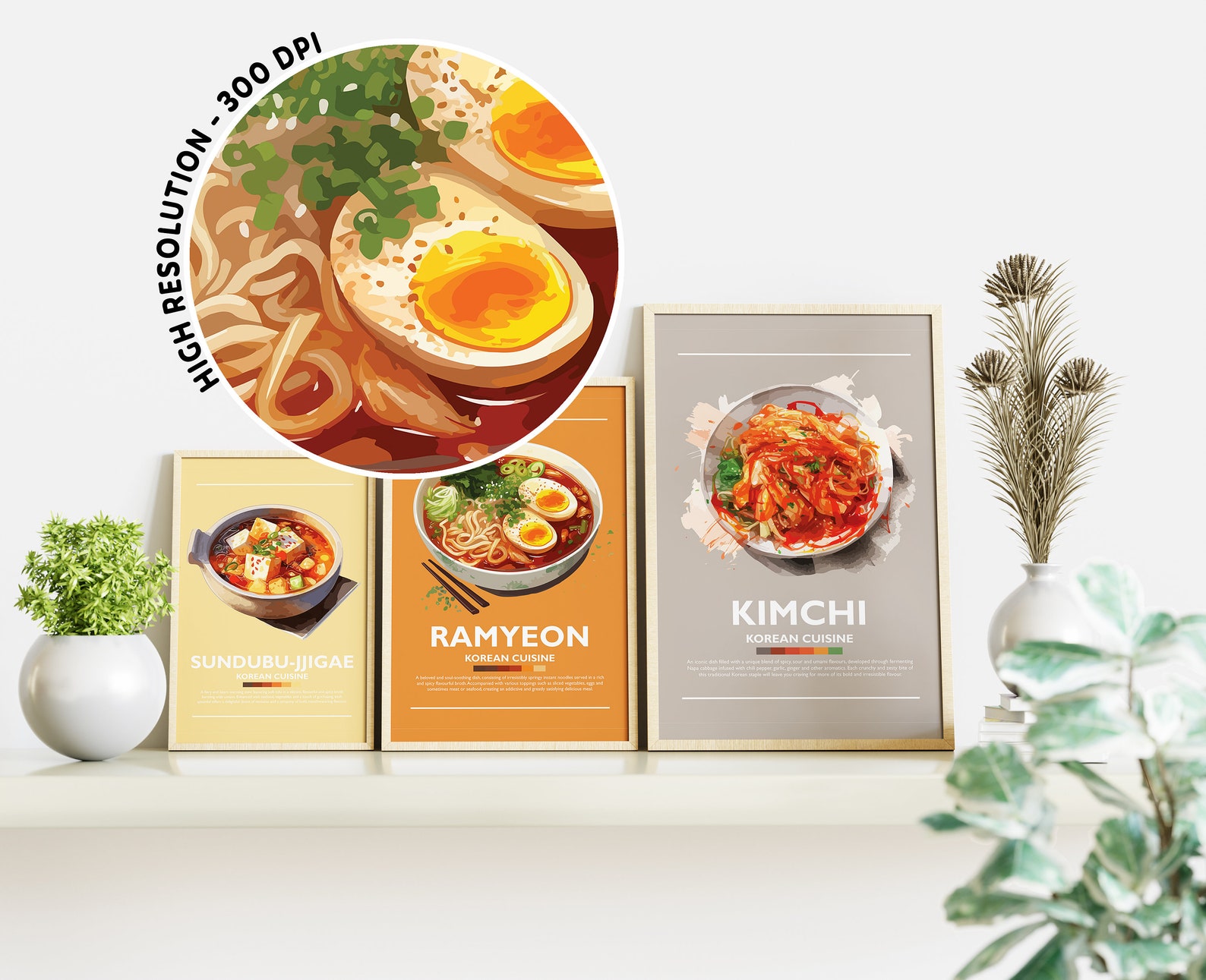 Set of 3 Minimalist Korean Food Poster Bundle | Wall Art Decor ...