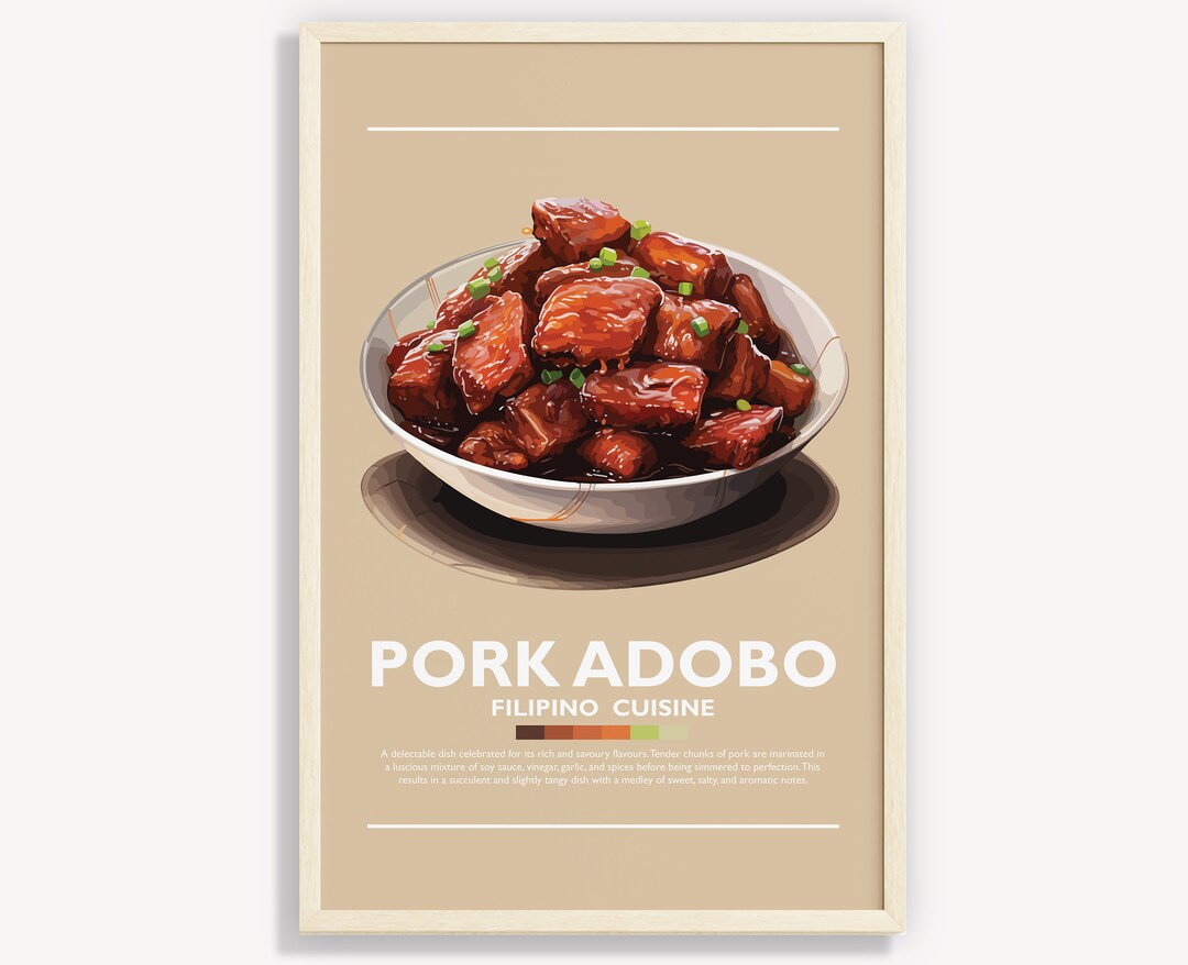 PORK ADOBO POSTER Minimalist Philippines Food Wall Art Decor Digital ...