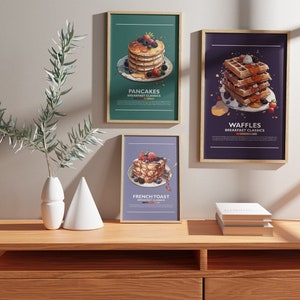 BREAKFAST POSTER BUNDLE | Waffles, Pancakes, French Toast, Minimalist ...