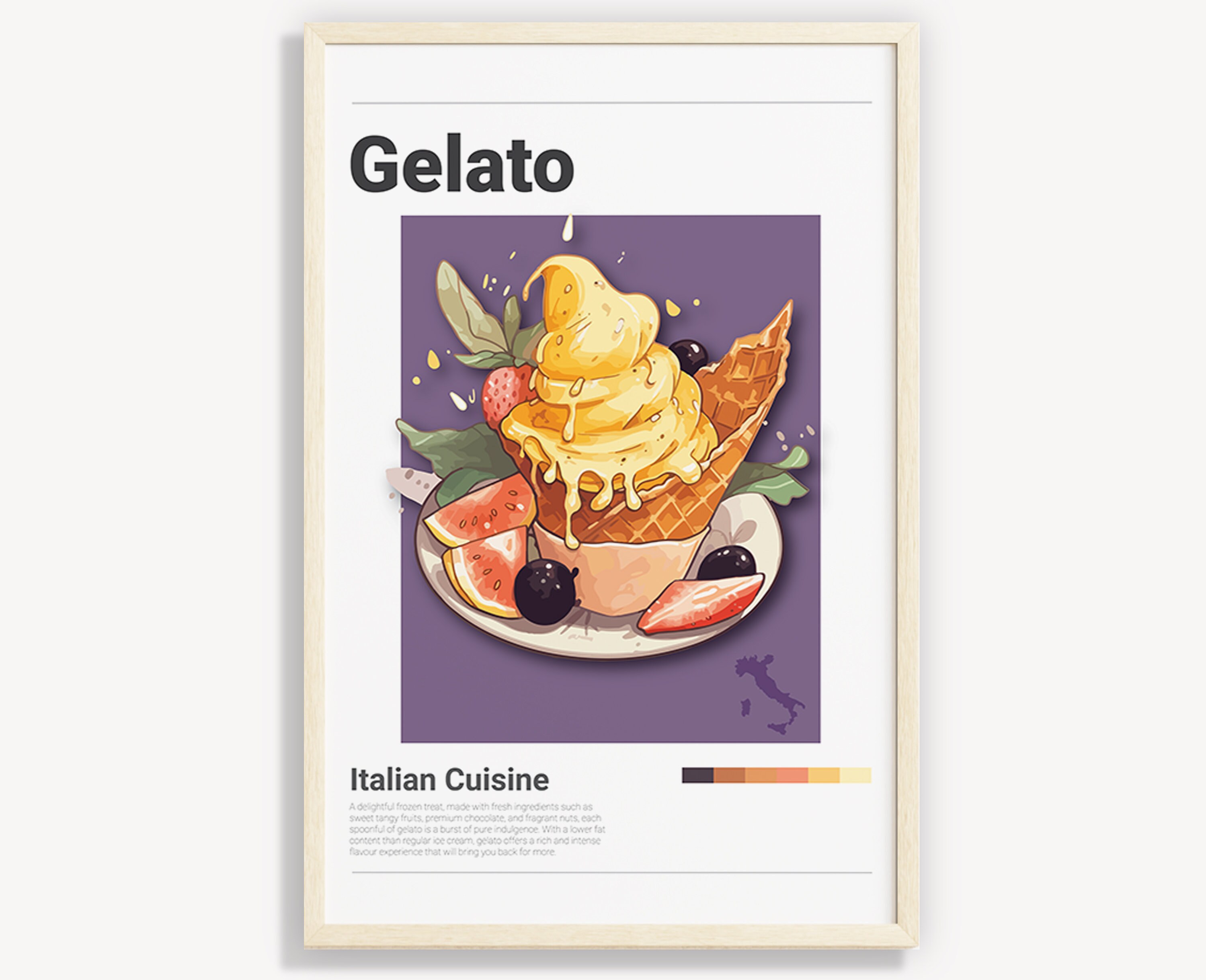 ITALIAN GELATO POSTER Minimalist Wall Art Decor Digital Prints Poster ...