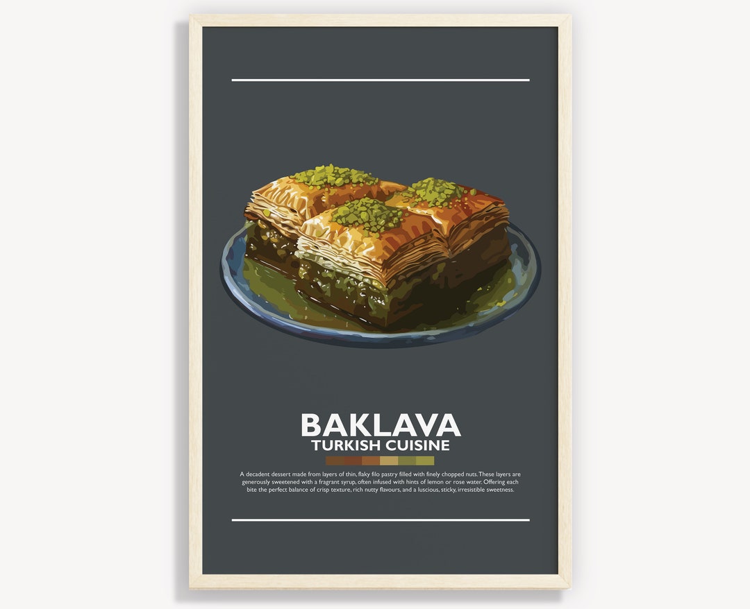 BAKLAVA TURKISH POSTER Turkish Food Poster Minimalist Wall Art Decor ...