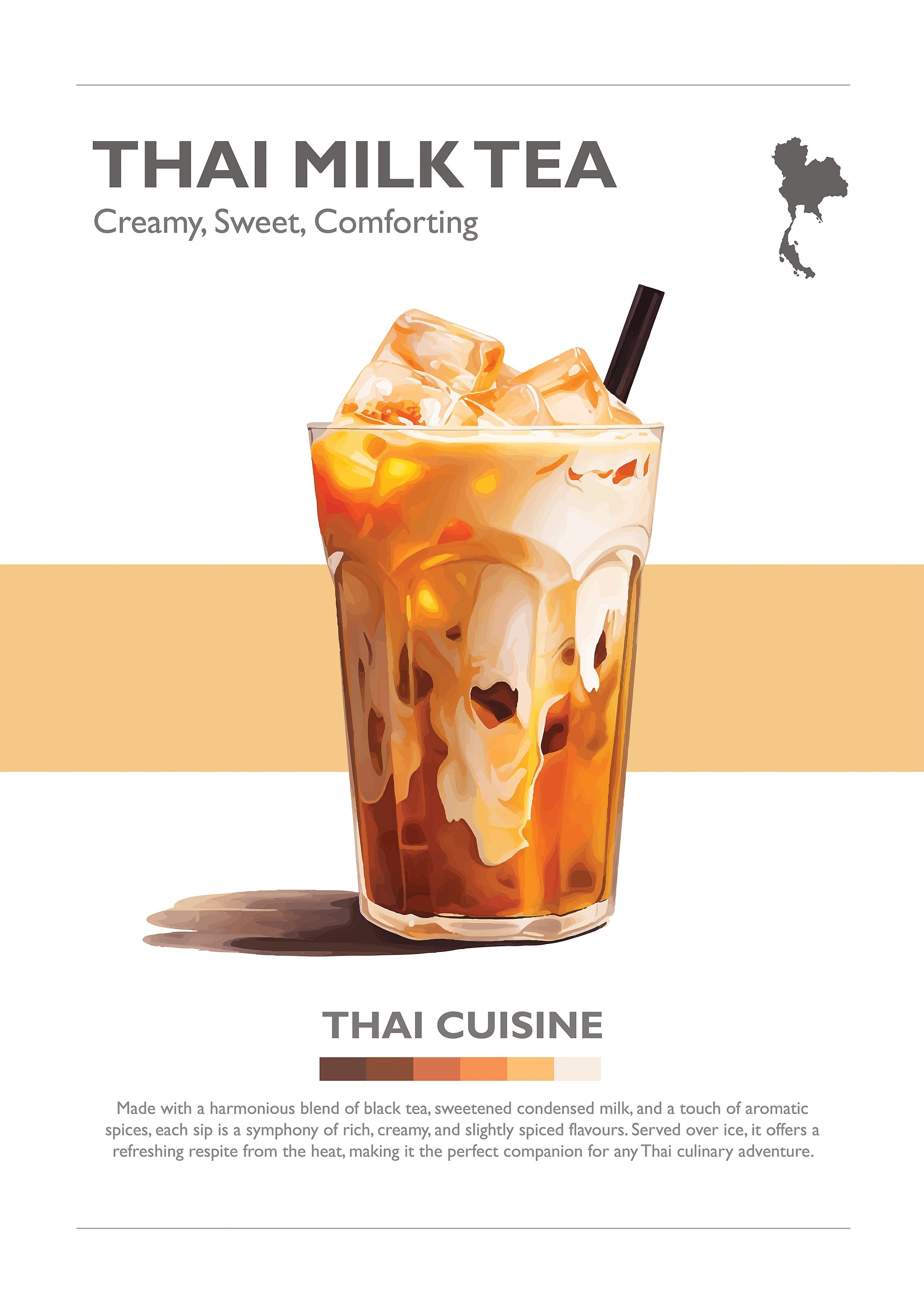 THAI MILK TEA Minimalist Poster Wall Art Decor Digital - Etsy