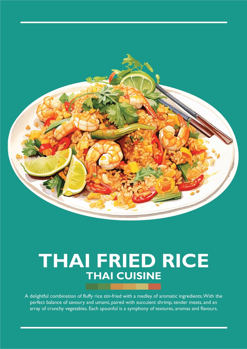 Set of 3 Thai Food Poster Bundle Wall Art Decor Minimalist Digital ...