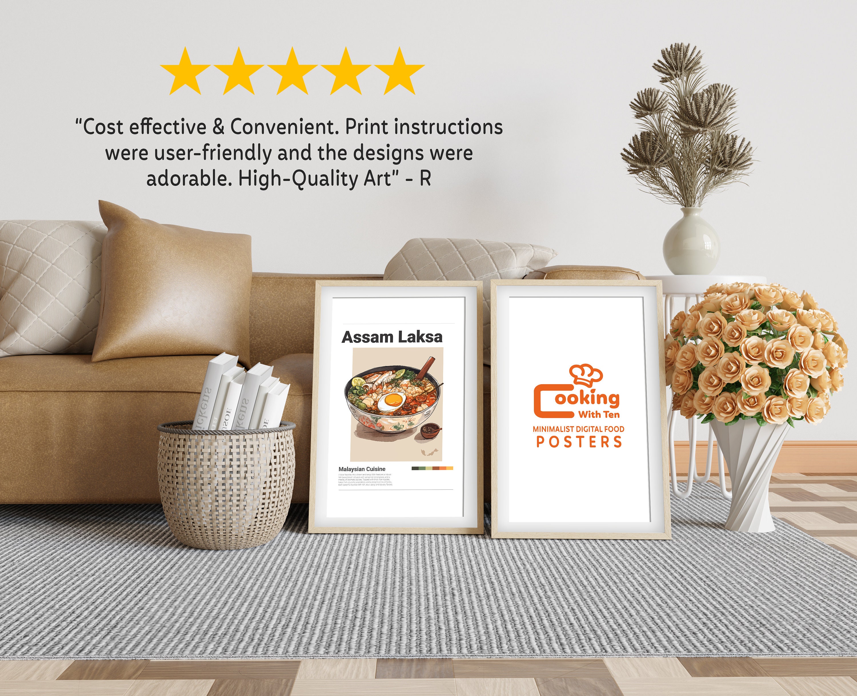 Minimalist Malaysian Assam Laksa Poster Wall Art Decor Digital Prints ...