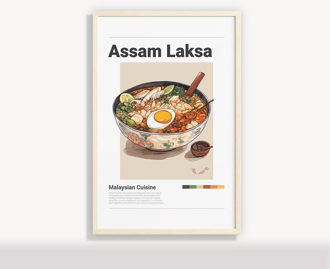 Minimalist Malaysian Assam Laksa Poster Wall Art Decor - Etsy