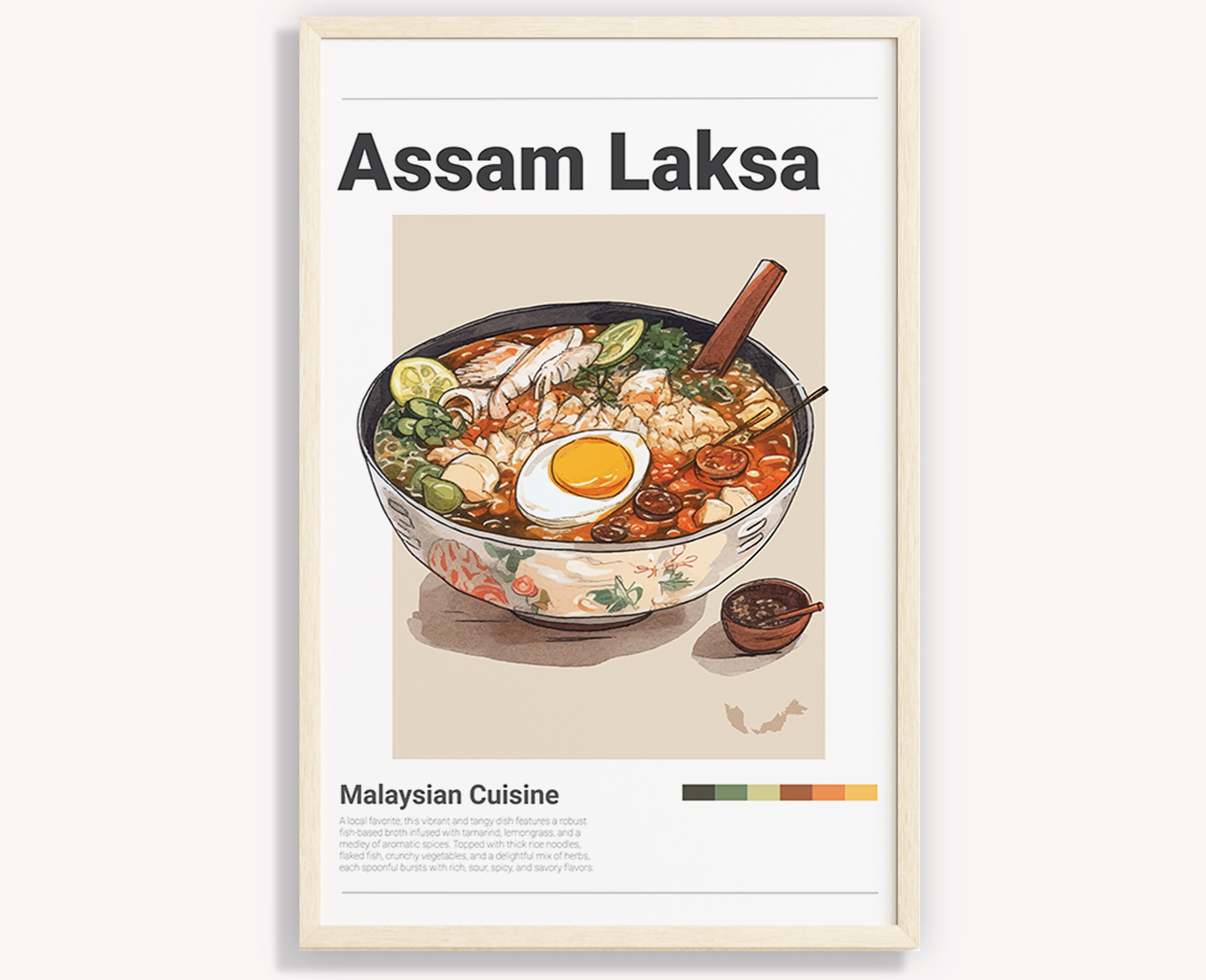Minimalist Malaysian Assam Laksa Poster Wall Art Decor Digital Prints ...