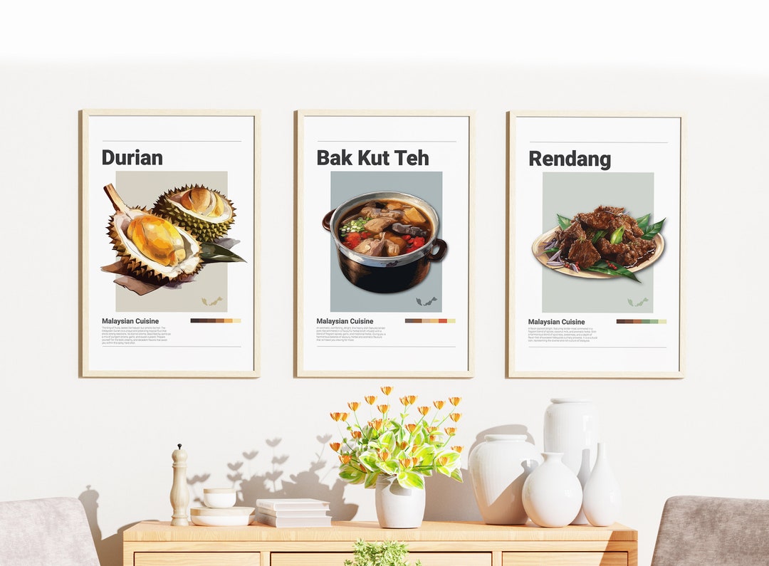 Minimalist Malaysian Food Poster Bundle | Wall Art Decor | Digital ...