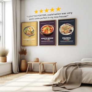 Set of 3 Minimalist Korean Food Poster Bundle | Wall Art Decor ...