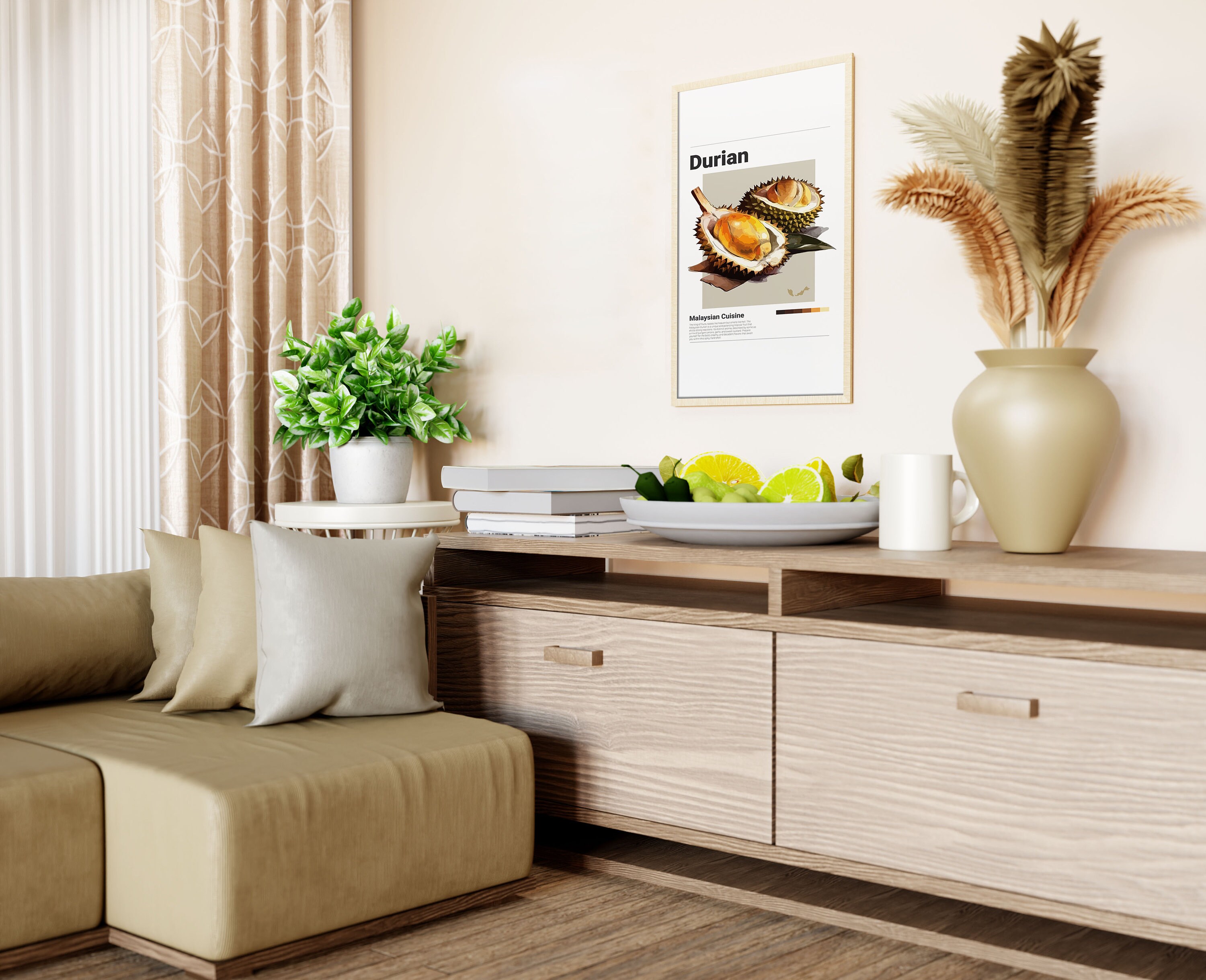 MALAYSIAN DURIAN POSTER Minimalist Wall Art Decor Digital - Etsy