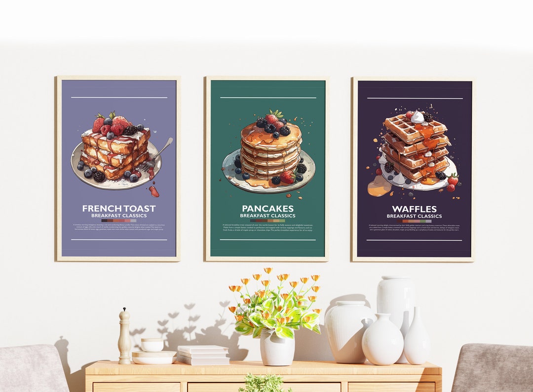 BREAKFAST POSTER BUNDLE | Waffles, Pancakes, French Toast, Minimalist ...