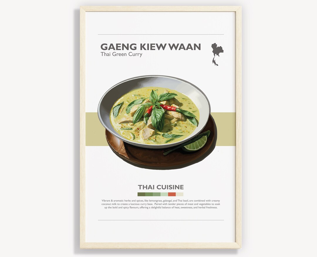 THAI GREEN CURRY Poster Minimalist Wall Art Decor Digital Prints Poster ...
