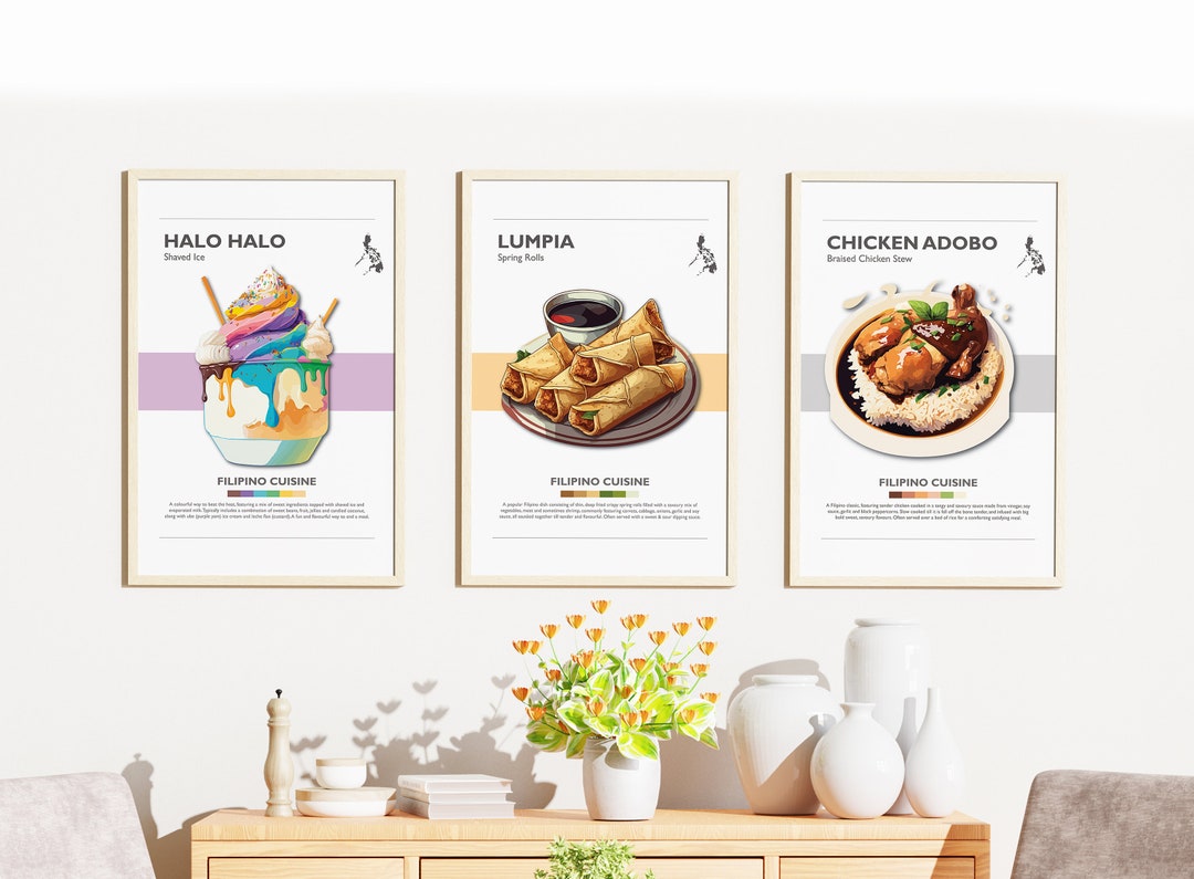 Philippines Food Poster Bundle Set of 3 Wall Art Decor Minimalist ...