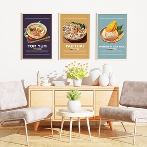 Thai Food Poster Bundle | Set of 3 | Wall Art Decor | Minimalist ...