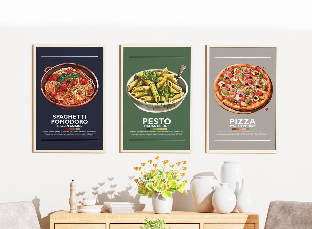 Italian Food Poster Bundle, Minimalist Wall Art Decor, Digital Prints ...
