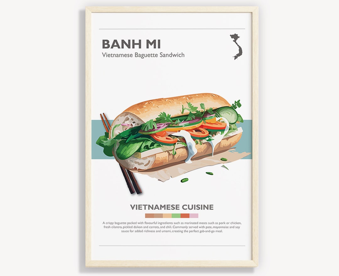 Vietnamese BANH MI POSTER Minimalist Wall Art Decor Digital Prints ...