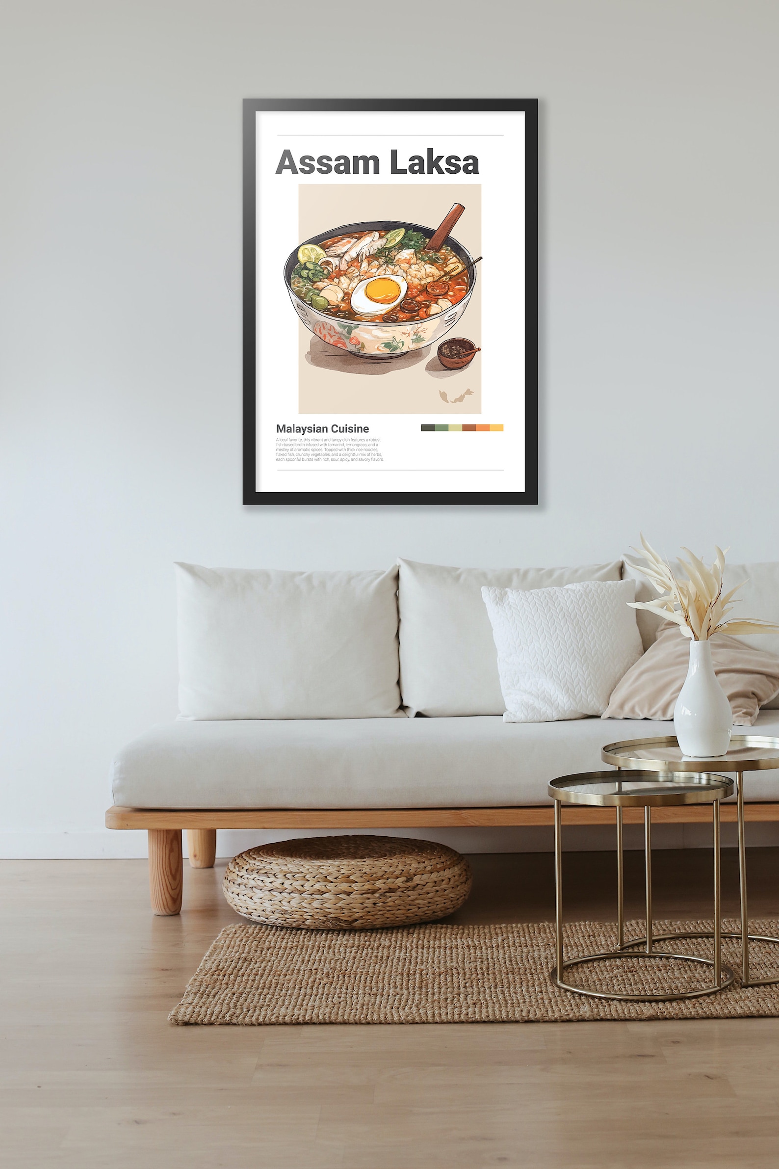 Minimalist Malaysian Assam Laksa Poster Wall Art Decor Digital Prints ...