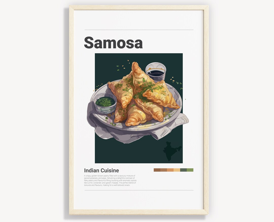 INDIAN SAMOSA POSTER | Minimalist Indian Samosa Wall Art Decor ...