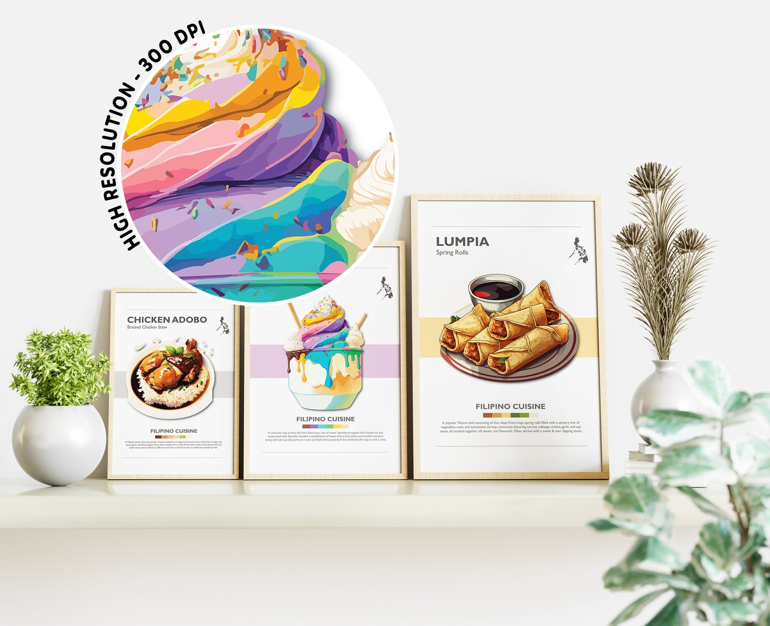 Philippines Food Poster Bundle Set of 3 Wall Art Decor Minimalist ...