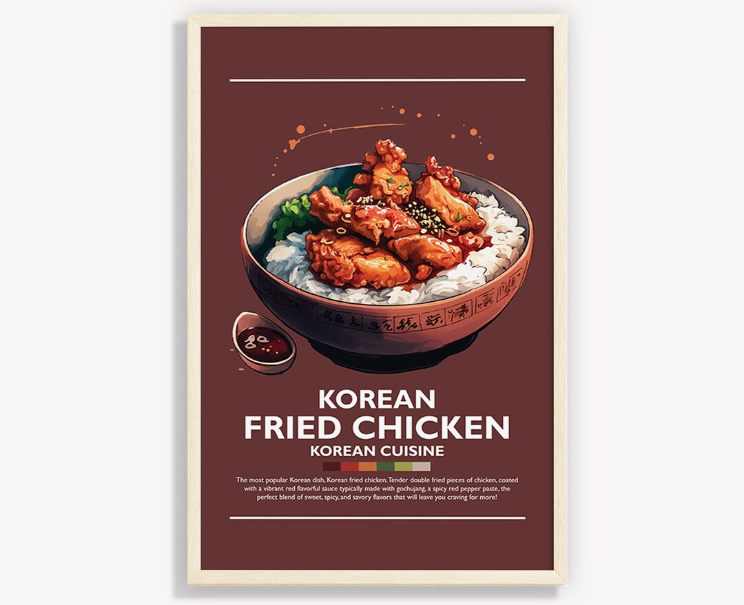 KOREAN FRIED CHICKEN Minimalist Poster | Wall Art Decor | Digital ...