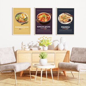 Set of 3 Minimalist Korean Food Poster Bundle | Wall Art Decor ...