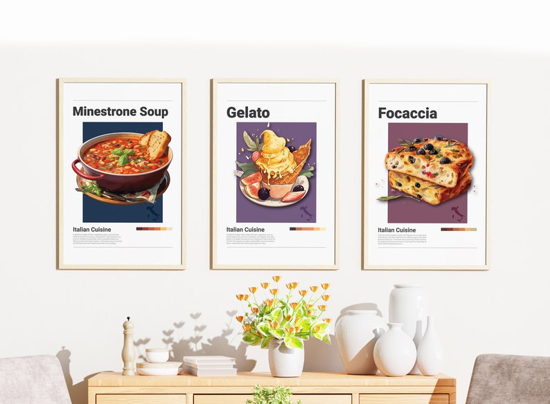 Italian Food Poster Bundle, Minimalist Wall Art Decor, Digital Prints ...