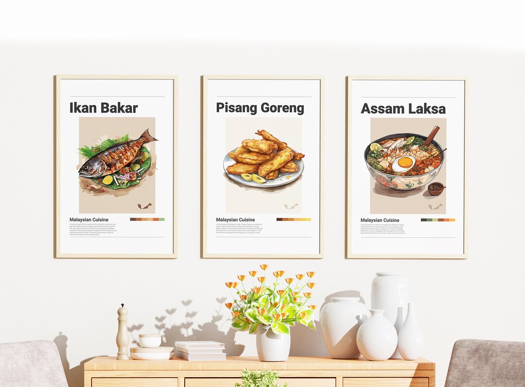 Minimalist Malaysian Food Poster Bundle | Wall Art Decor | Digital ...