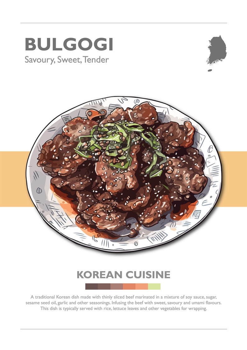 Set of 3 Minimalist Korean Food Poster Bundle Wall Art Decor Digital ...